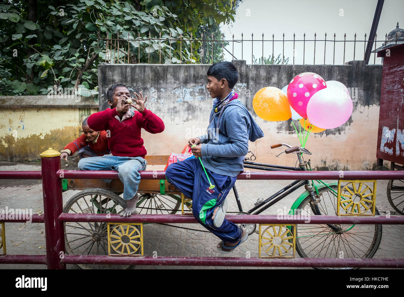 India, Varanasi, Street Boys Stock Photo - Alamy