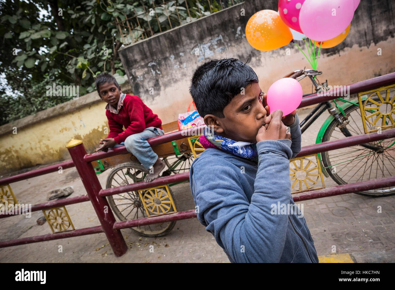 India, Varanasi, Street Boys Stock Photo - Alamy