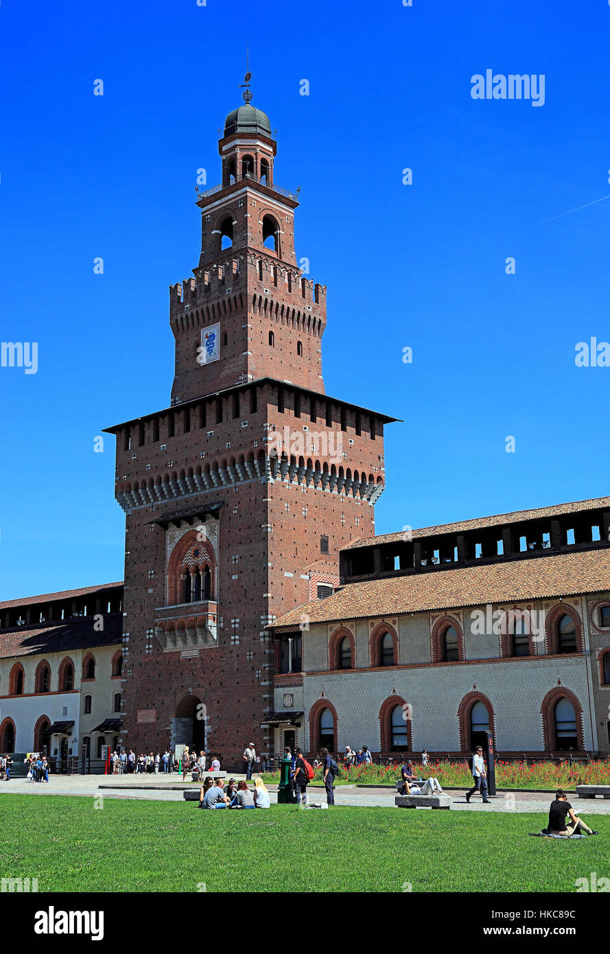 Italy, city of Milan, main gate, Torre del Filarete of the Castello ...