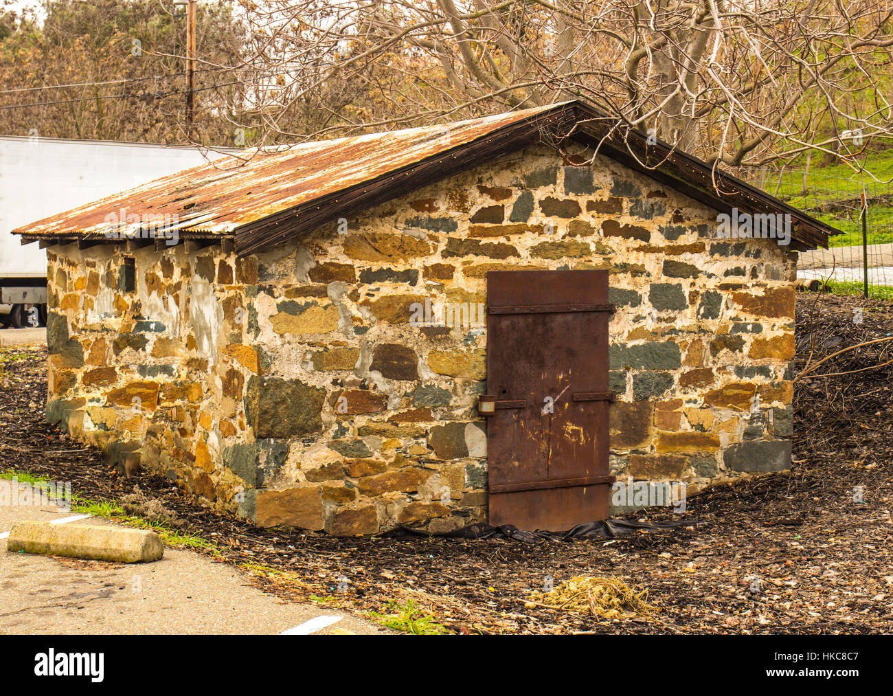 Vintage Stone Powder House Used For Storing Dynamite In 1800's Stock ...