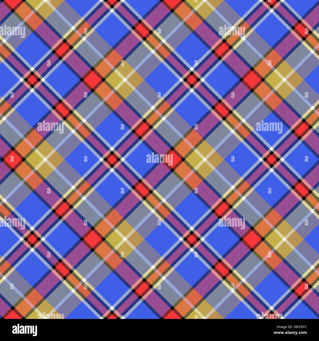Blue madras bright color tartan seamless fabric texture. Vector ...
