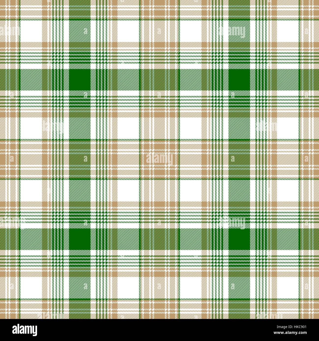 Green gold white check fabric texture seamless pattern. Vector ...