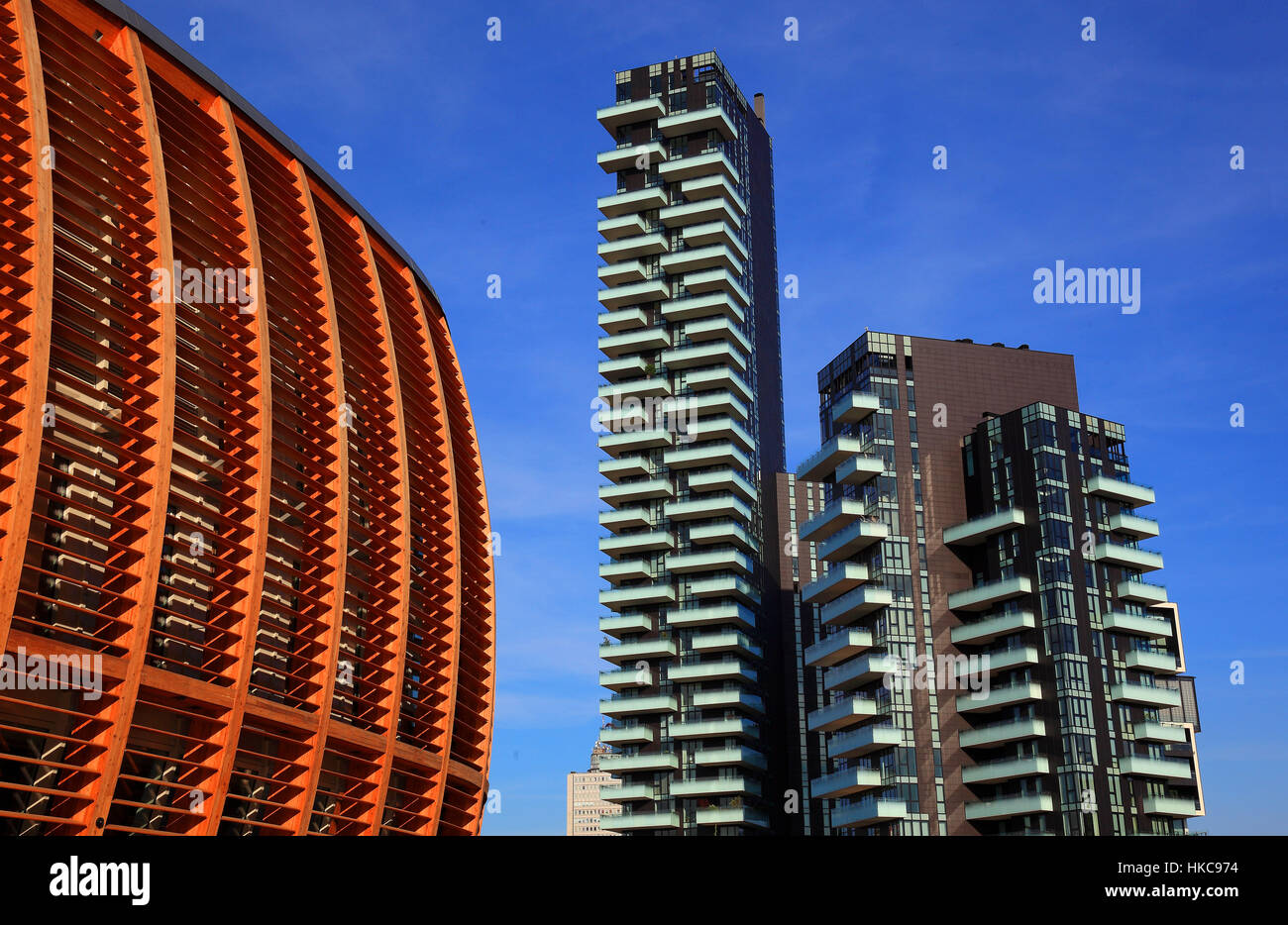 Italy, city of Milan, city center, modern high-rise buildings in Porta ...