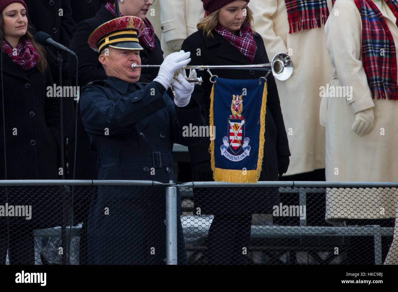 A Herald Trumpeters musician plays Hail to the Chief during the 58th ...