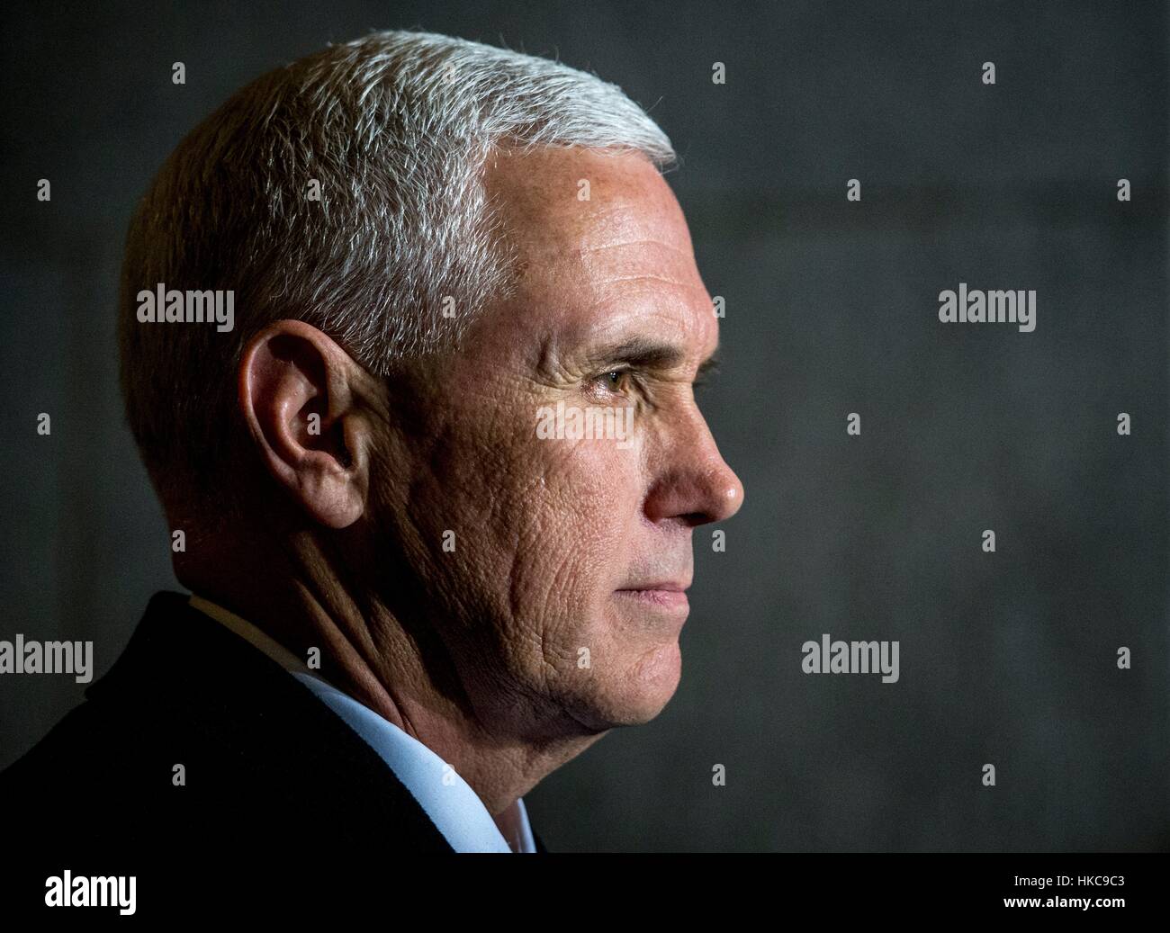 U.S. Vice President Mike Pence waits to be announced onto the the ...