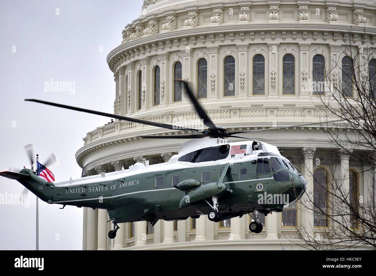 The U.S. Marine One aircraft departs from the U.S. Capitol with former ...