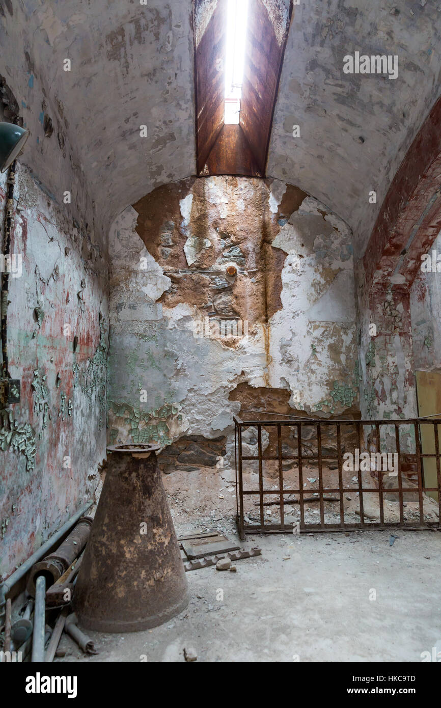 Jail interior with rusty cell Stock Photo - Alamy