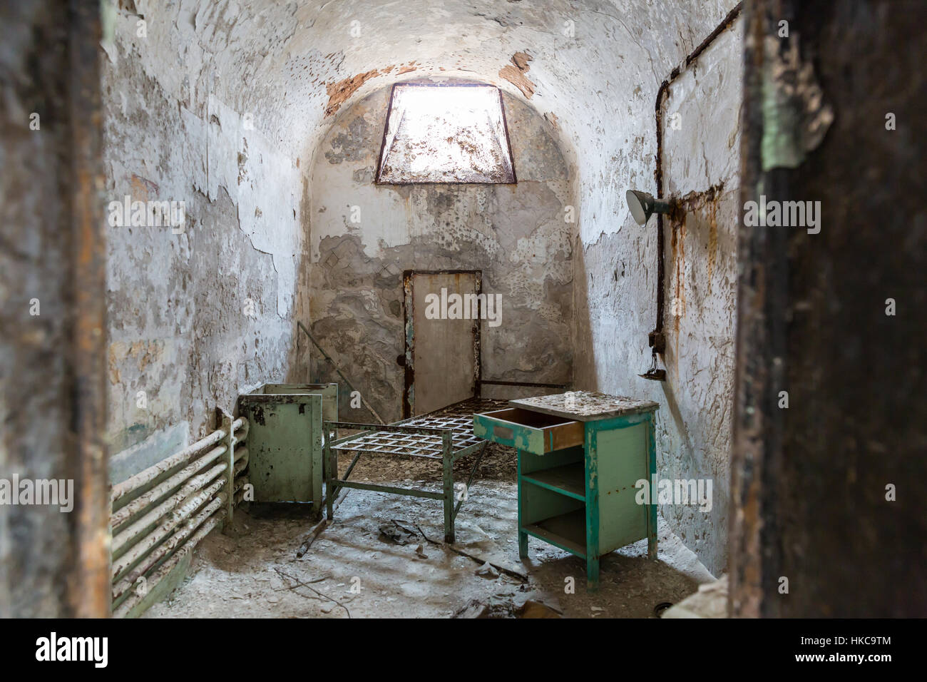 Jail interior with rusty cell Stock Photo - Alamy