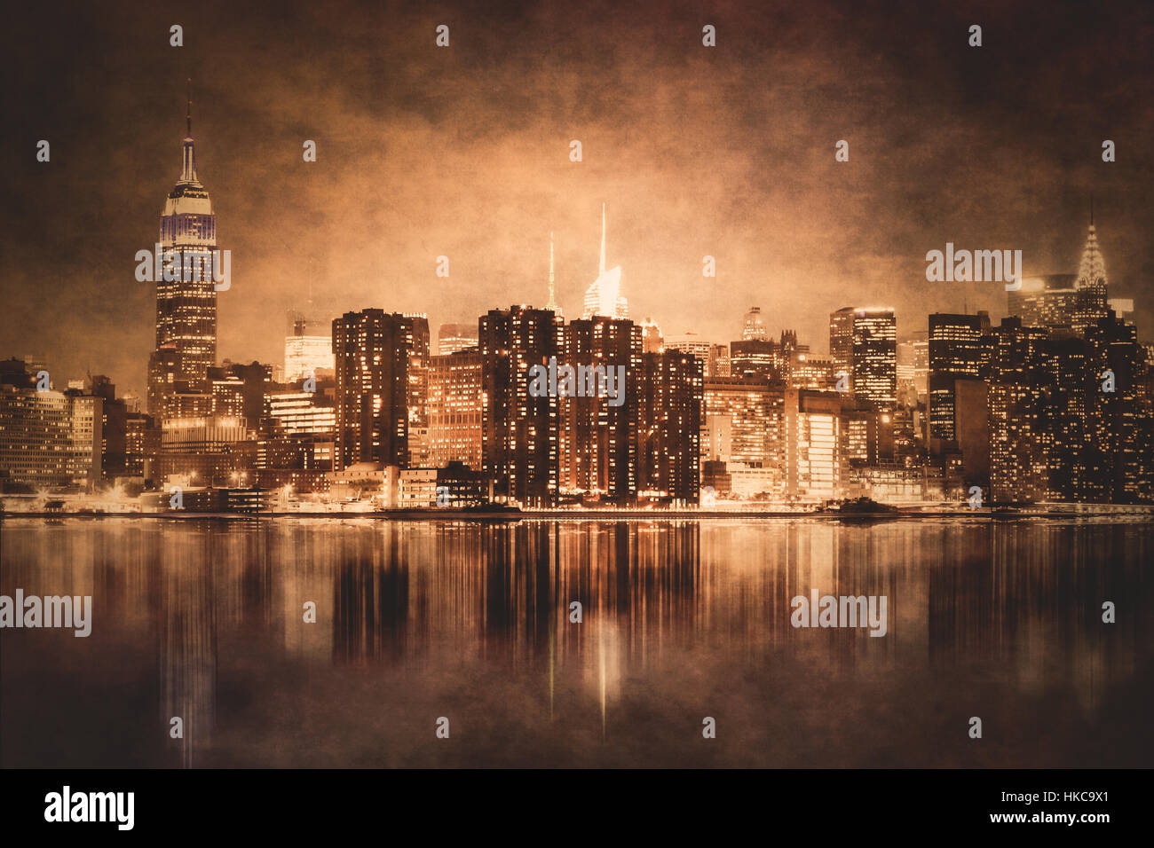 New York City skyline with grunge texture Stock Photo - Alamy