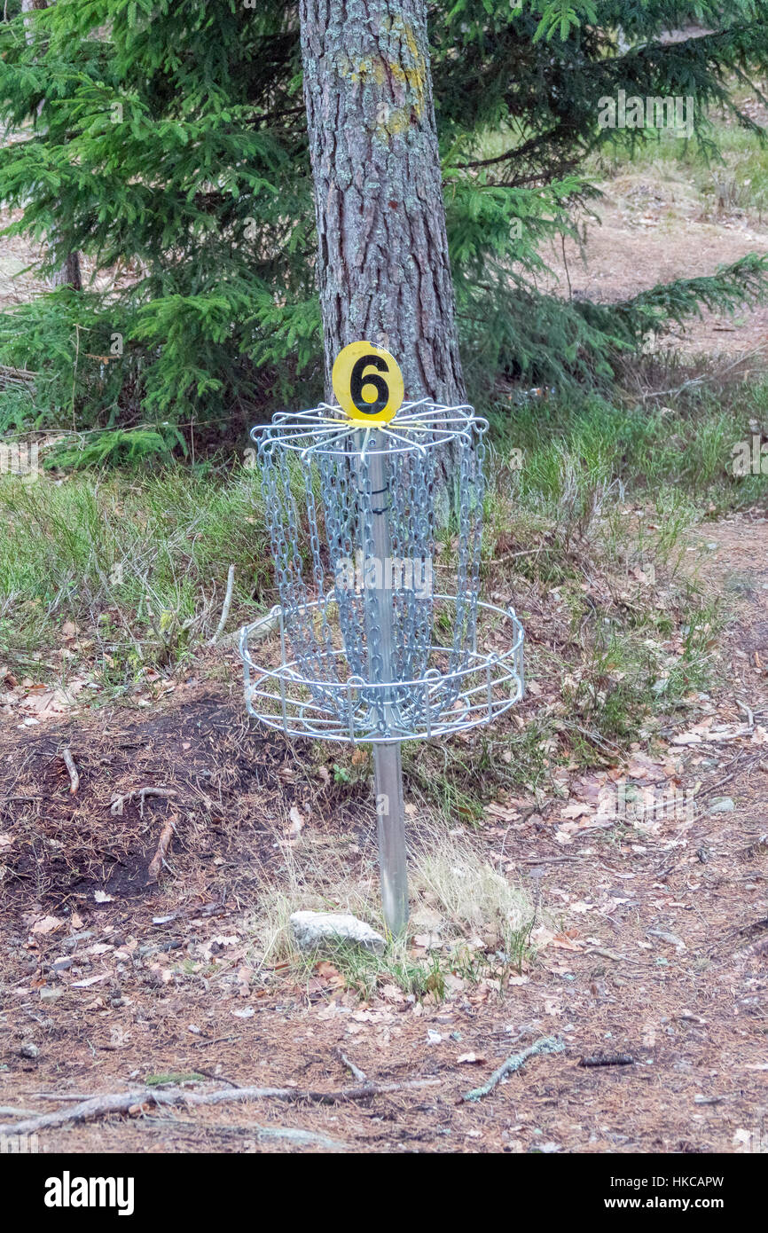 Target basket for frisbee golf Stock Photo - Alamy