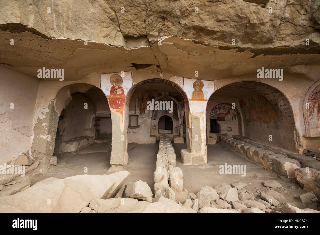 Medieval frescoes in the refectory of the David Gareja monastery ...