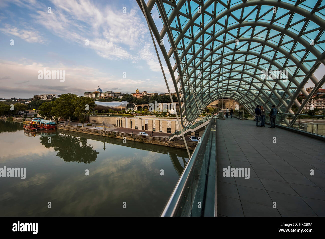 Bridge of Peace, a bow-shaped pedestrian bridge over the Mtkvari (Kura ...