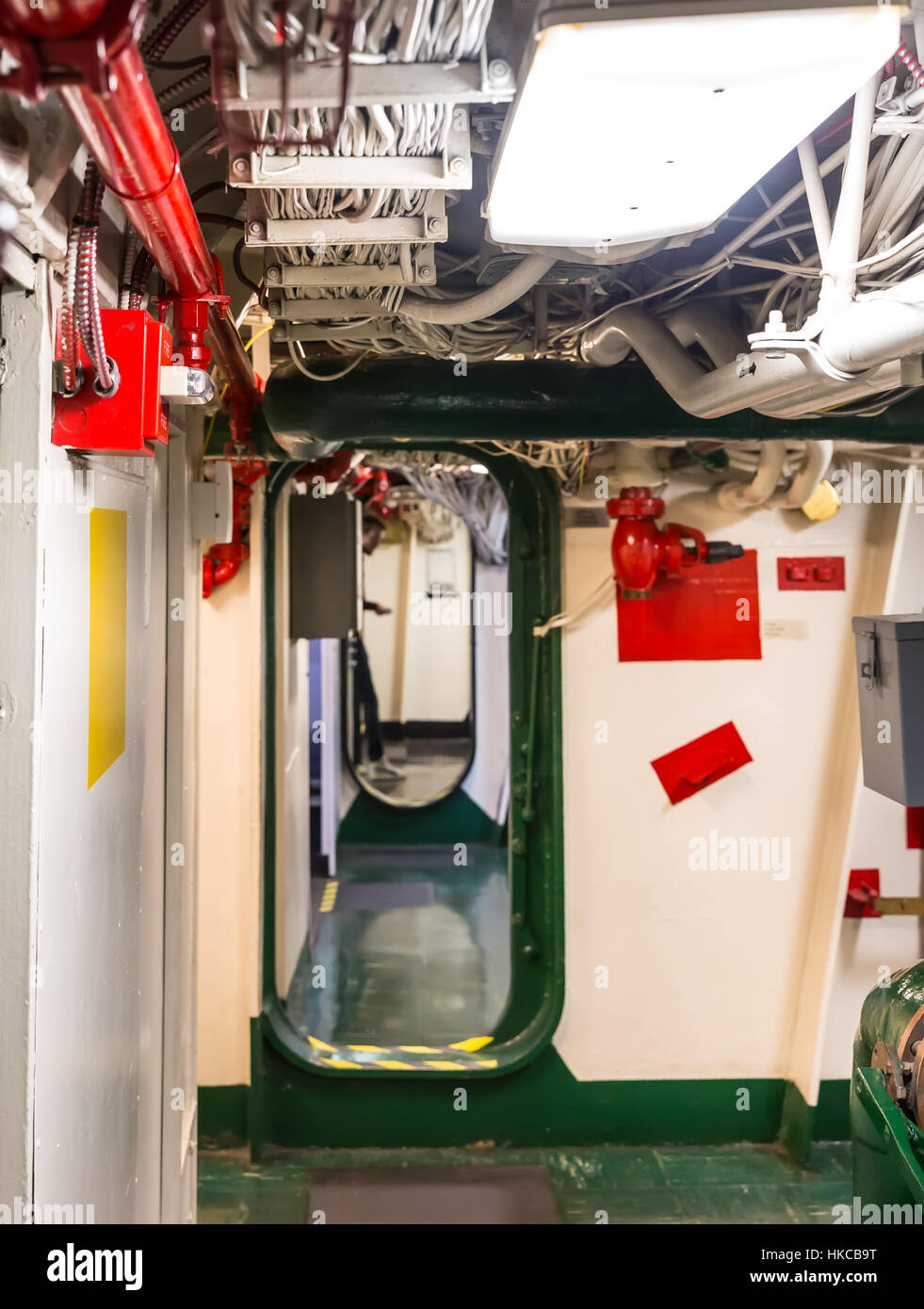 Aircraft carrier corridor Stock Photo - Alamy