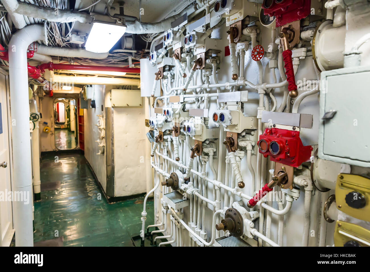 Aircraft carrier corridor Stock Photo - Alamy
