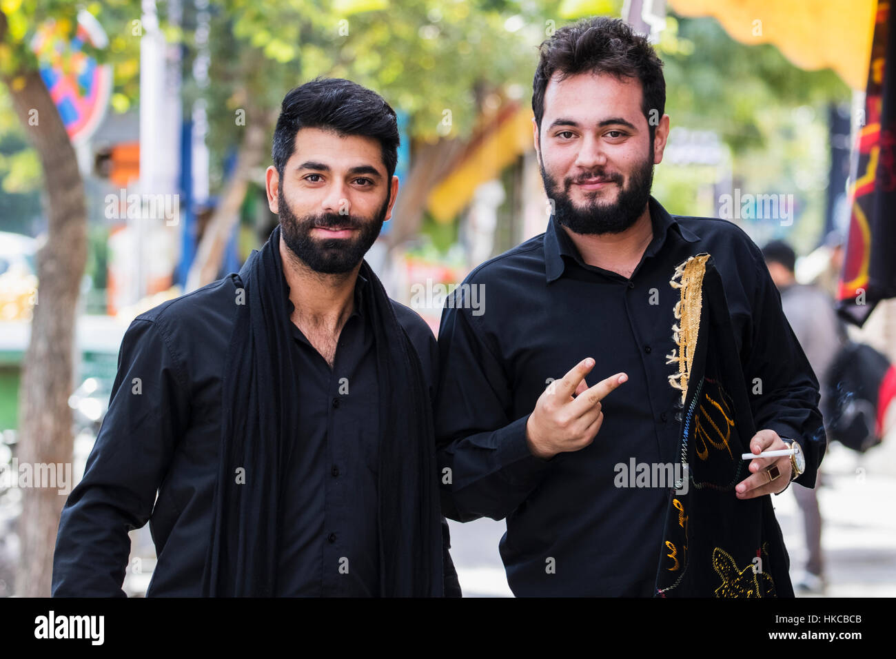 Men in a procession on the Day of Ashura commemoration; Ardabil, Iran ...
