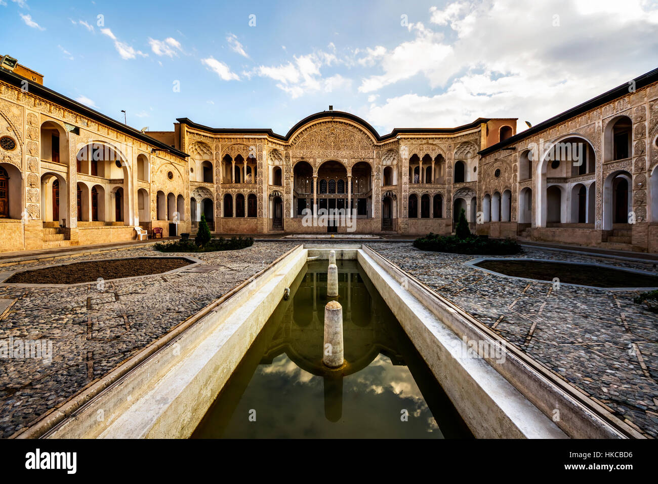 Inner courtyard of the Tabatabaei Historical House; Kashan, Esfahan Province, Iran Stock Photo ...