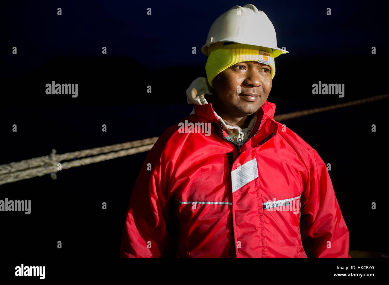 Longshoreman on the dock in Unalaska, Southwest Alaska, USA Stock Photo ...