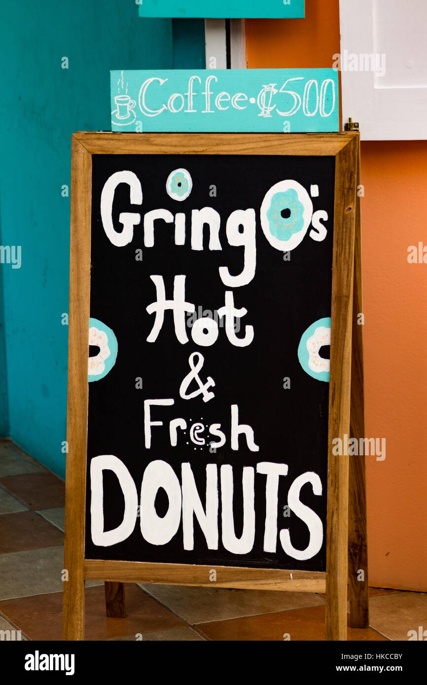 Sign for a small outdoor cafe in Costa Rica Stock Photo - Alamy
