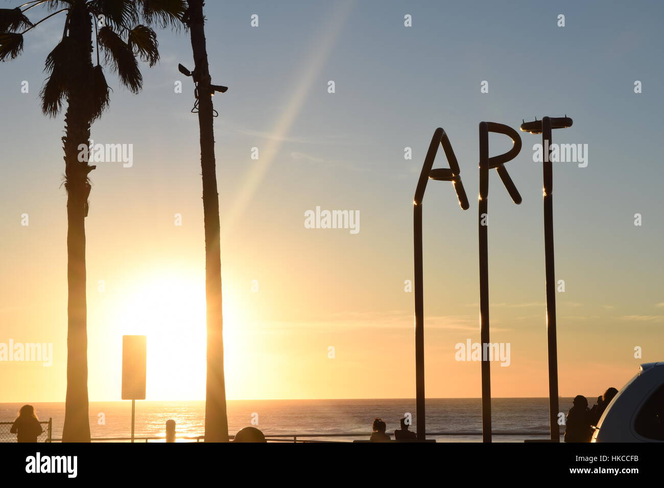 ART sign during San Diego sunset. Structure only spells out art from a ...