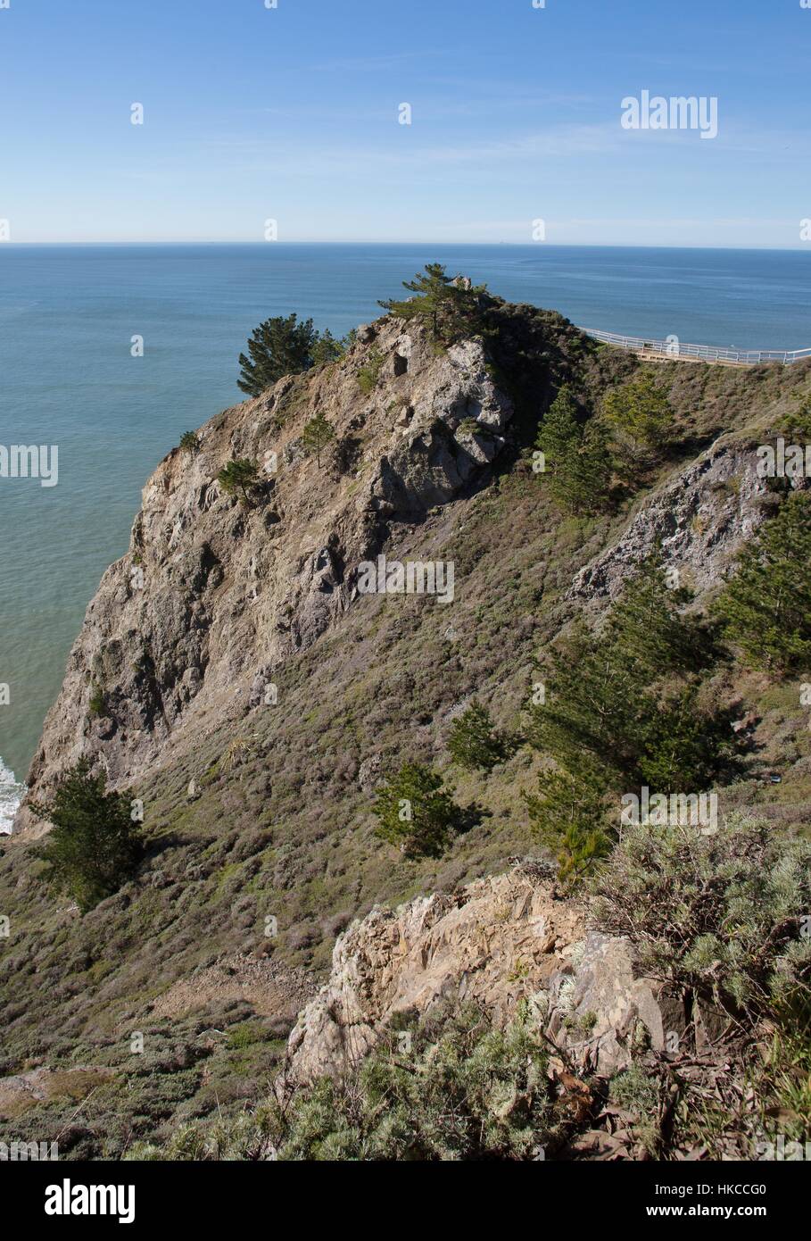 A view from a distance of the Muir Beach overlook in northern ...
