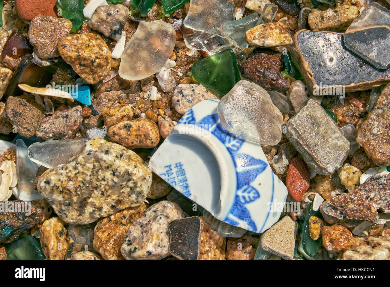 HONG KONG - AUGUST 01: A mix of broken glass, shattered ceramics ...