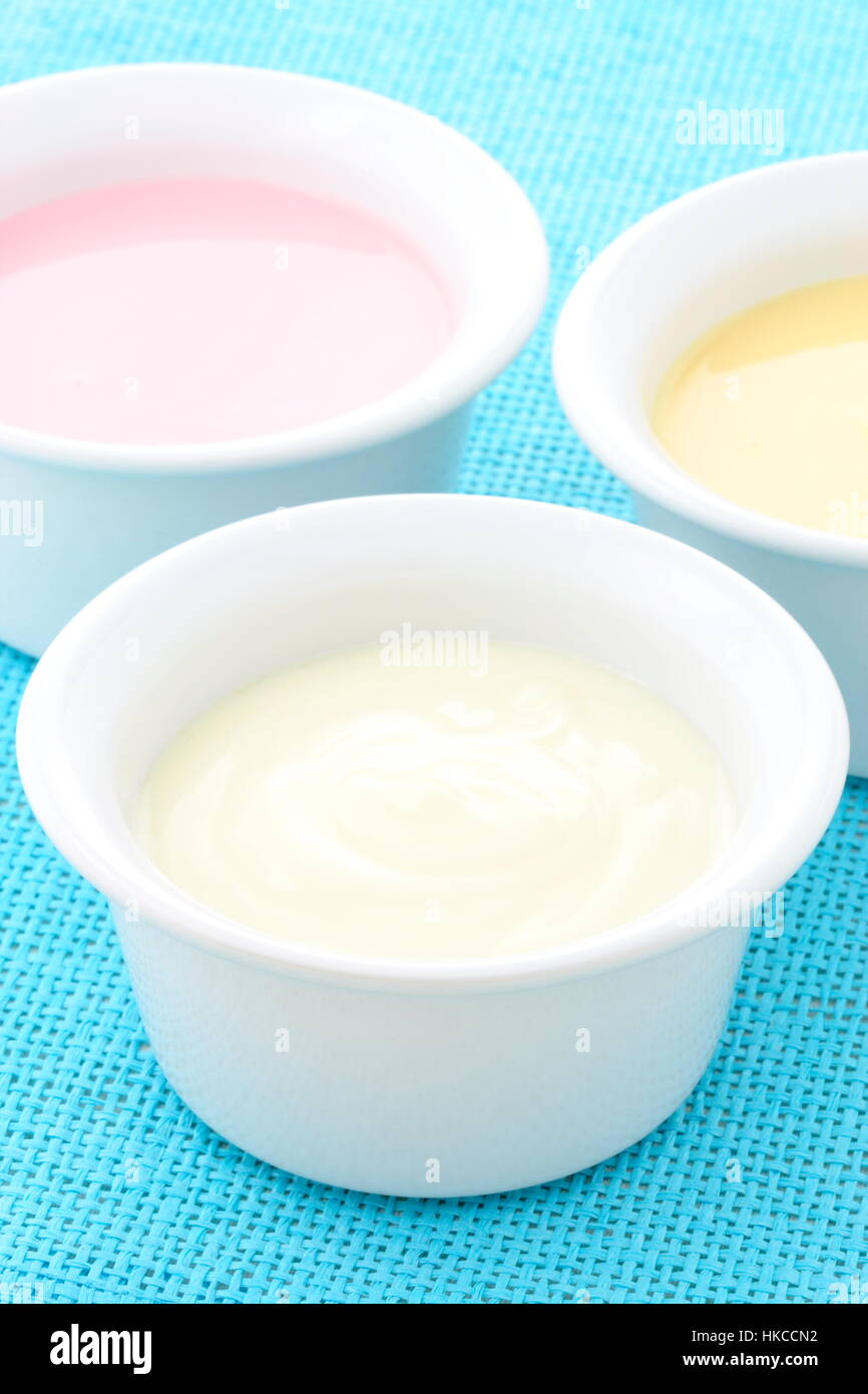 fresh and delicious creamy assorted yogurts a healthy, nutritious and ...