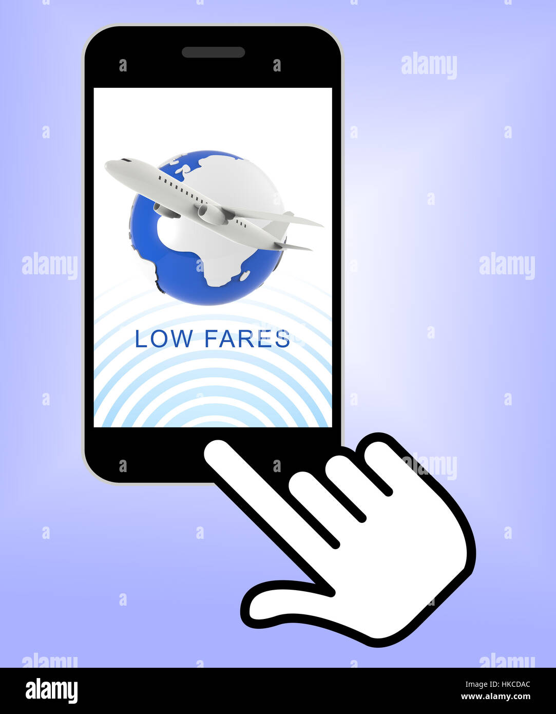 Low Fares Phone Showing Discount Airfare 3d Rendering Stock Photo - Alamy