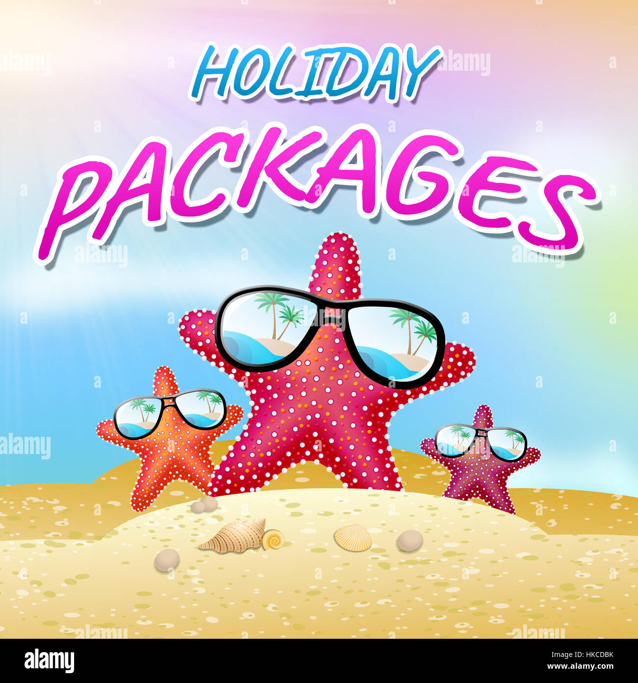 Holiday Packages Beach Starfish Shows Fully Inclusive 3d Illustration ...