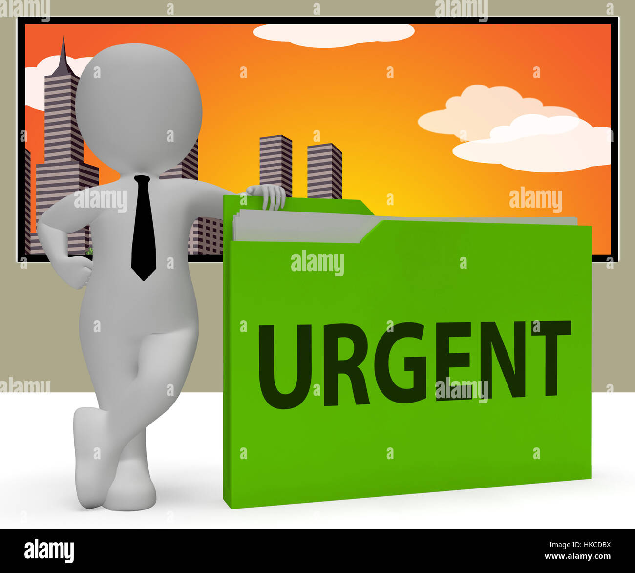 Urgent Folder Character Indicating Immediate Priority 3d Rendering ...