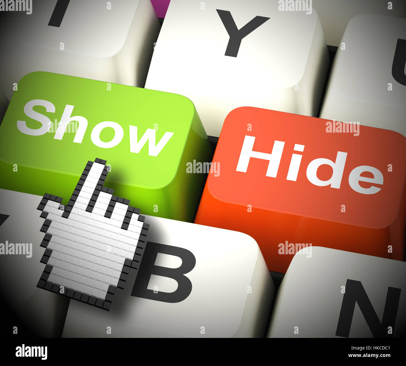 Show Hide Computer Keys Meaning On Display And Out Of Sight 3d ...
