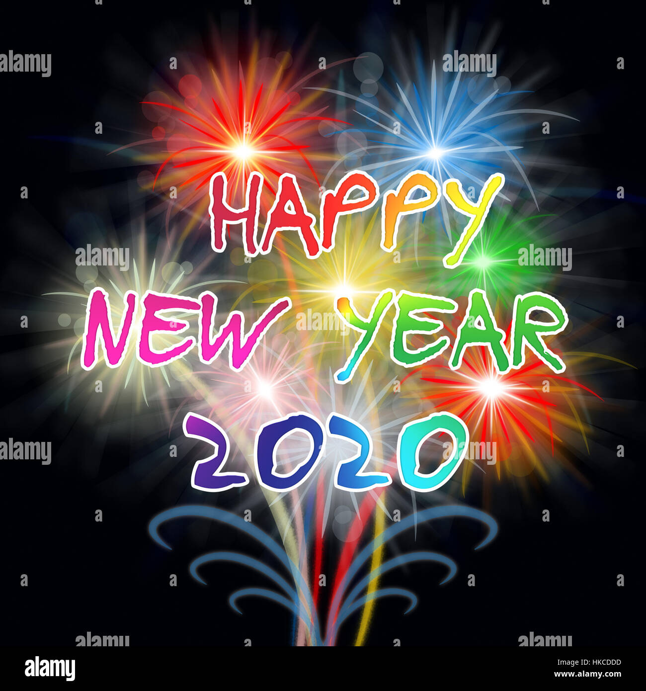 Happy New Year 2020 Fireworks Showing Pyrotechnics Celebration Stock ...