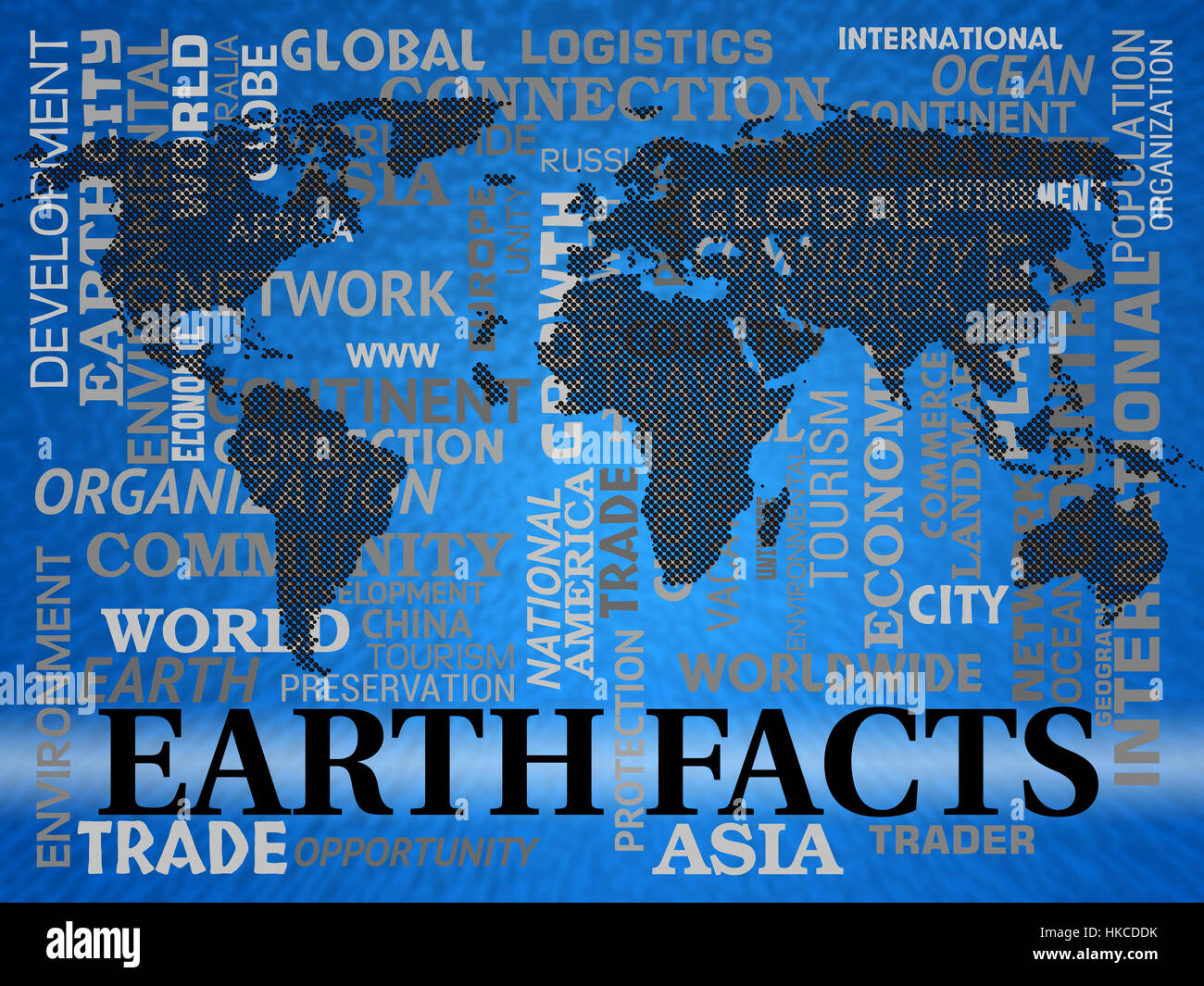 Earth Facts Words And Map Shows World Info And Statistics Stock Photo ...