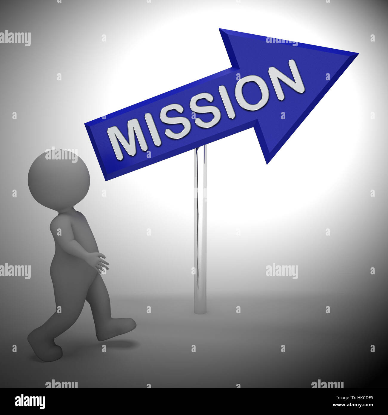 Mission Arrow Sign Means Goals Strategy 3d Rendering Stock Photo - Alamy
