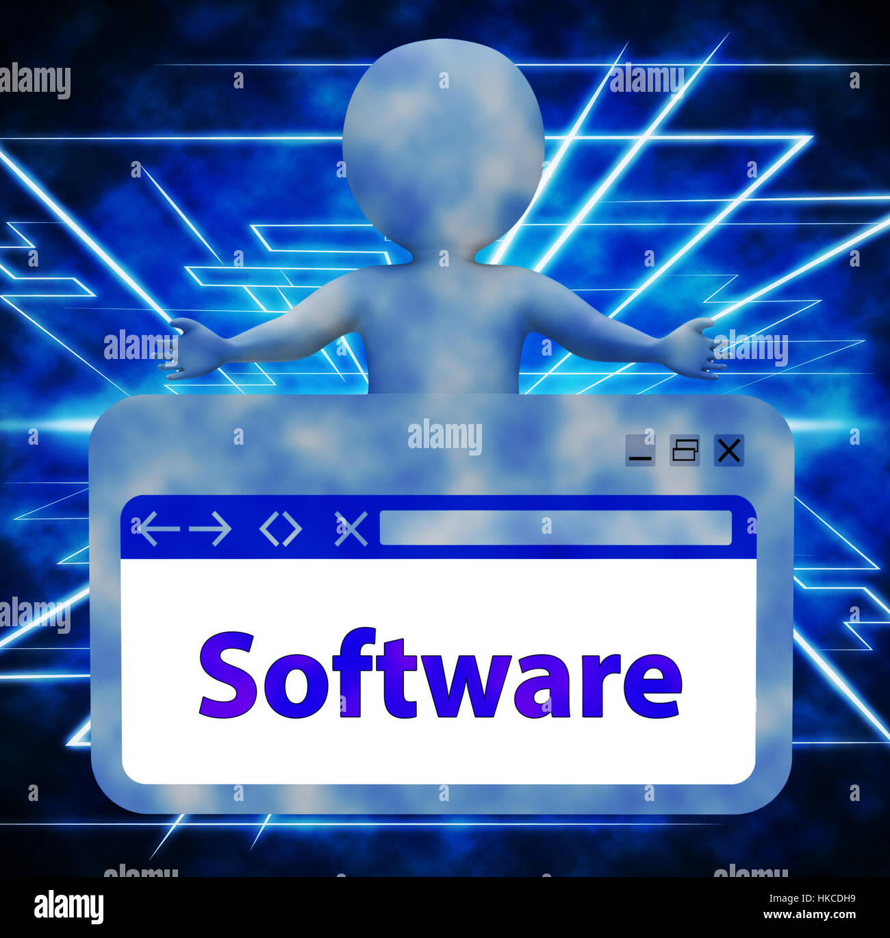 Software Webpage Character Representing Browsing Programs 3d Rendering ...