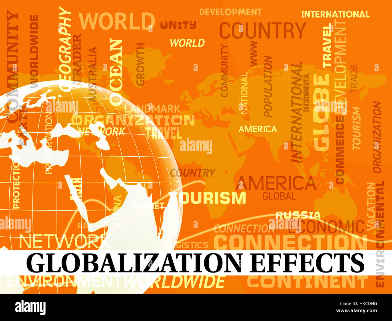 Globalization Effects Map Shows Global Impact Or Consequences Stock ...