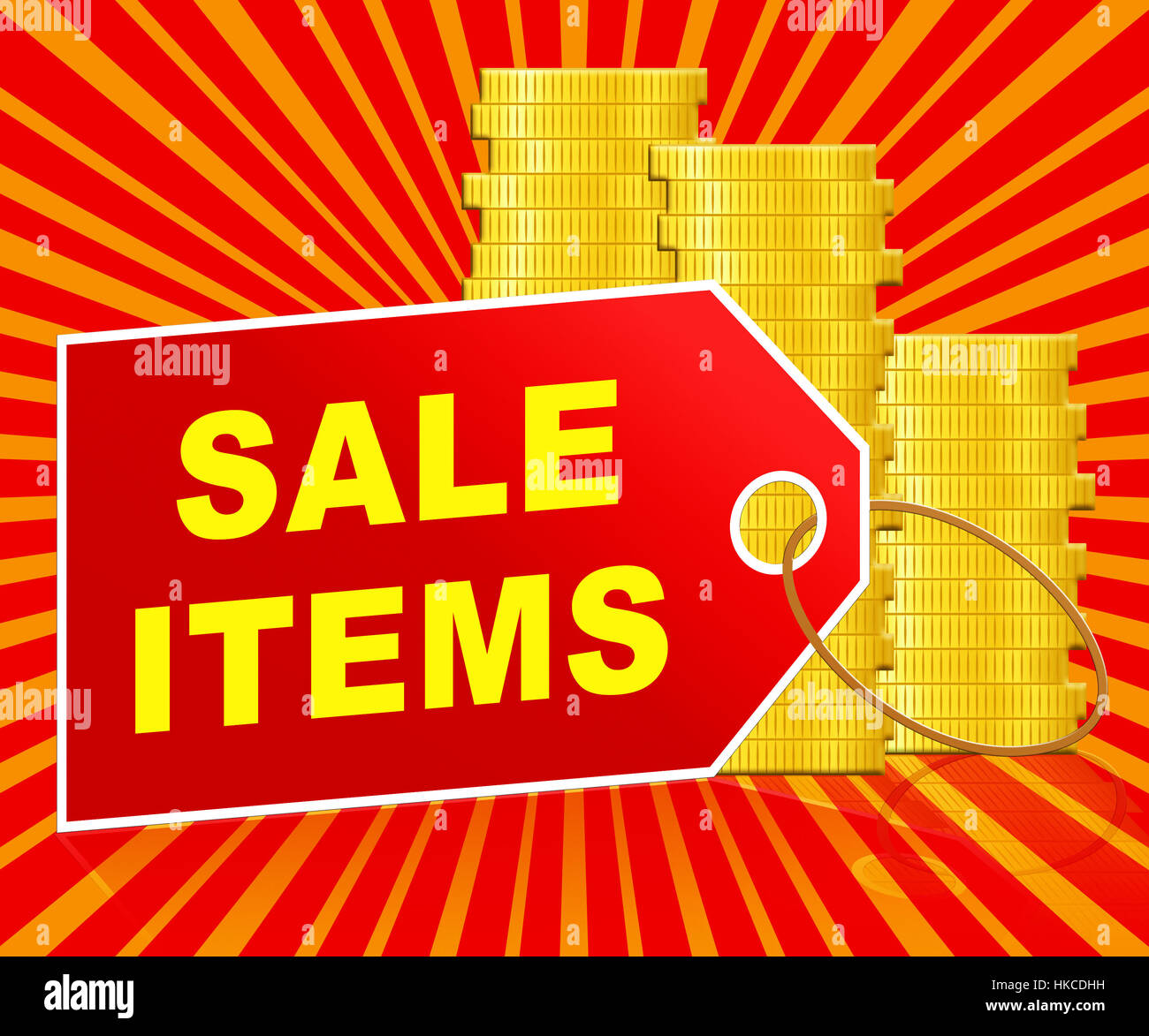 Sale Items Label And Coins Represents Discount Promo 3d Illustration ...