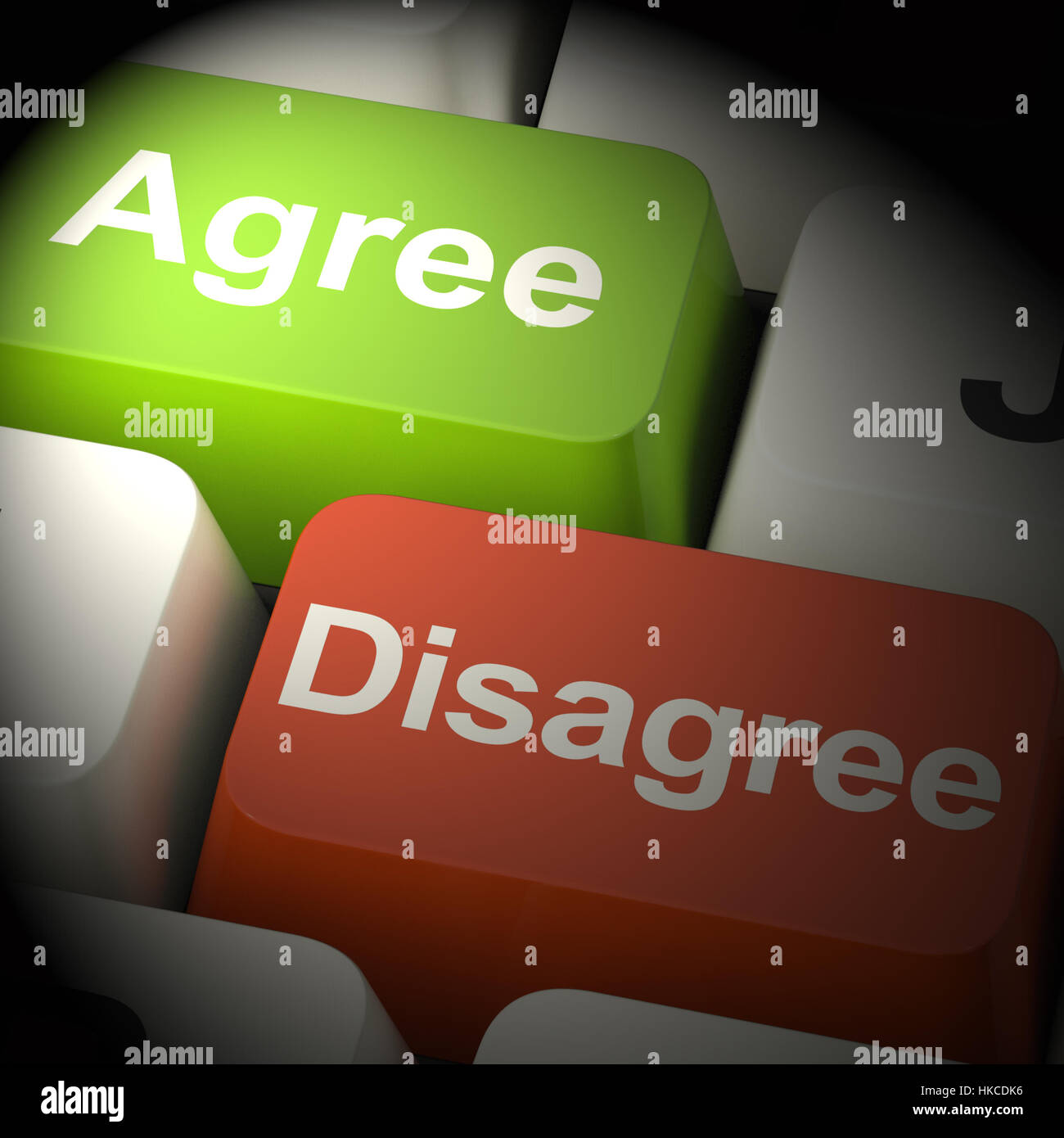 Disagree And Agree Keys For Online Poll 3d Rendering Stock Photo - Alamy