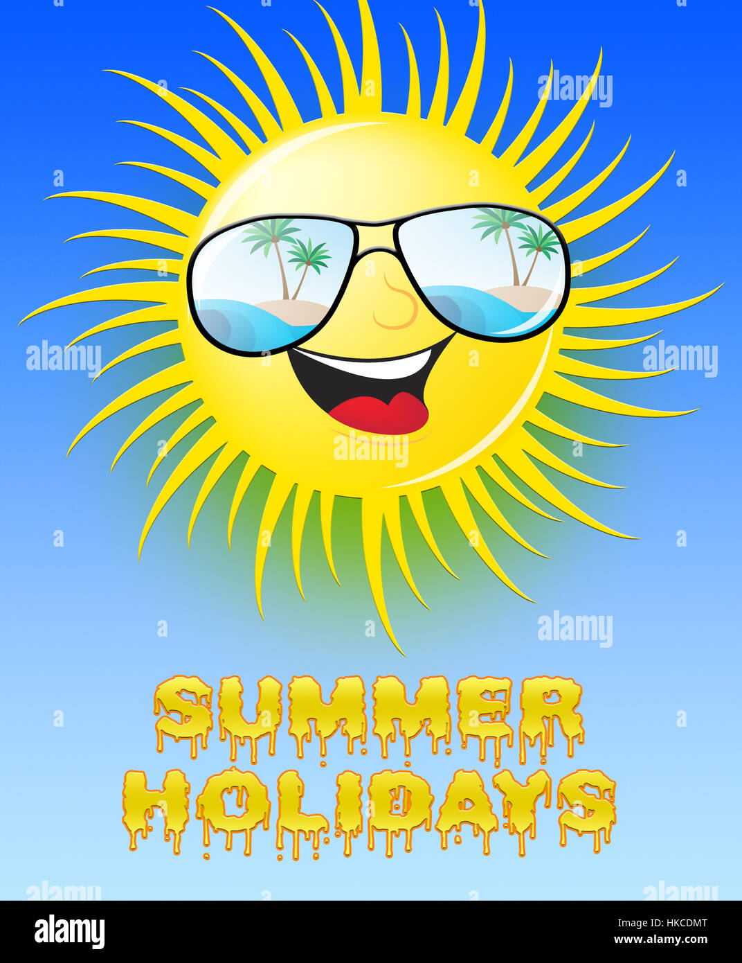 Summer Holidays Sun With Glasses Smiling Means Heat 3d Illustration ...