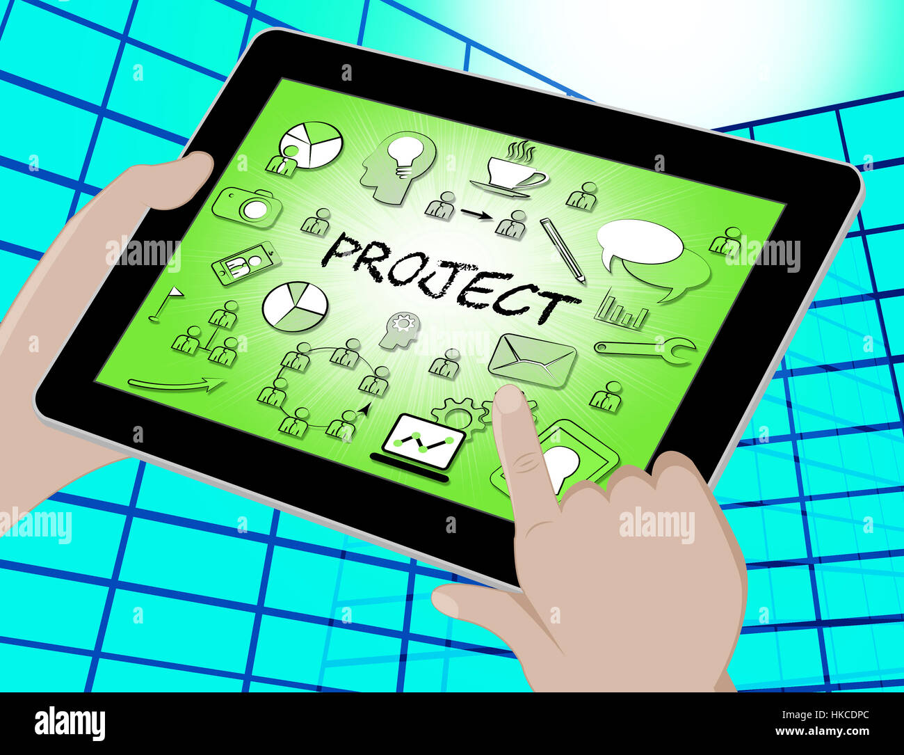 Project Icons Tablet Representing Task Plan Or Programme 3d ...