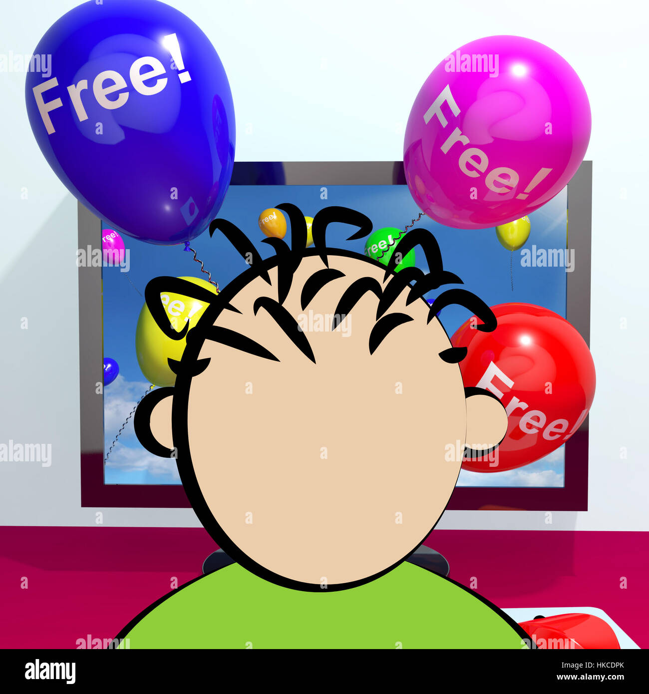 Balloons With Free Coming Through Computer Shows Freebies 3d Rendering ...