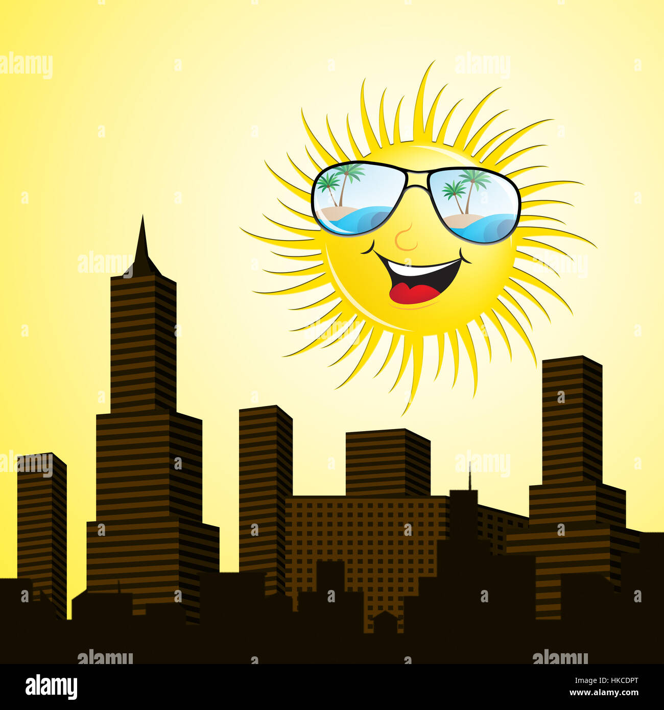Sun Over The City Showing Hot Cityscape 3d Illustration Stock Photo - Alamy