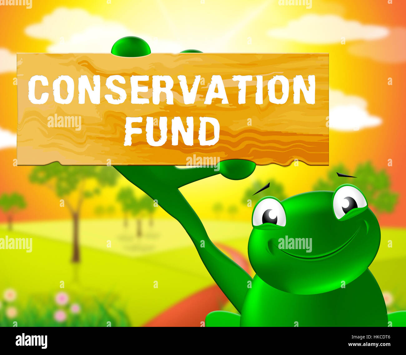 Frog With Conservation Fund Sign Means Preservation 3d Illustration ...