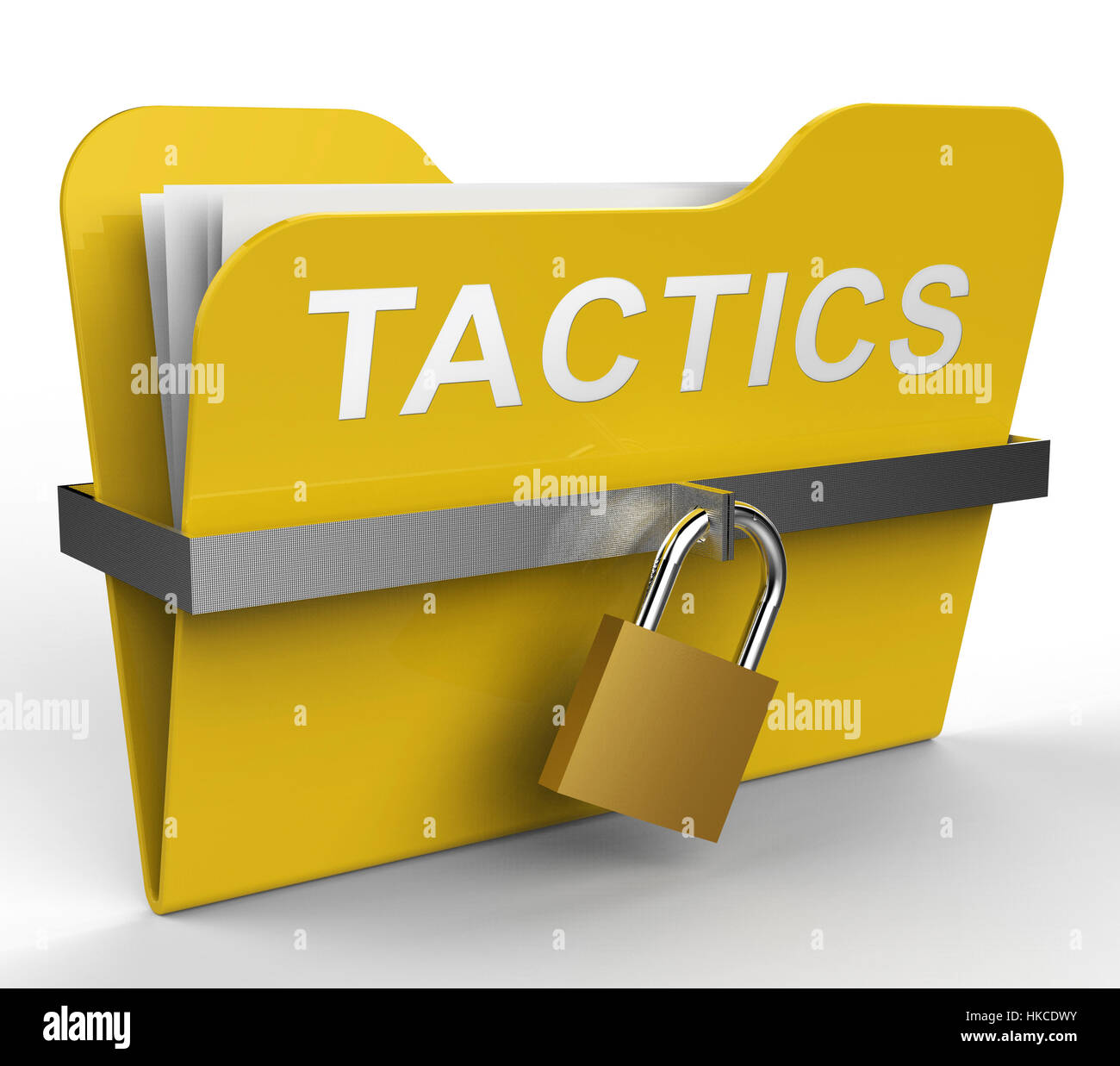 Tactics Folder With Padlock Shows Business Strategy 3d Rendering Stock ...