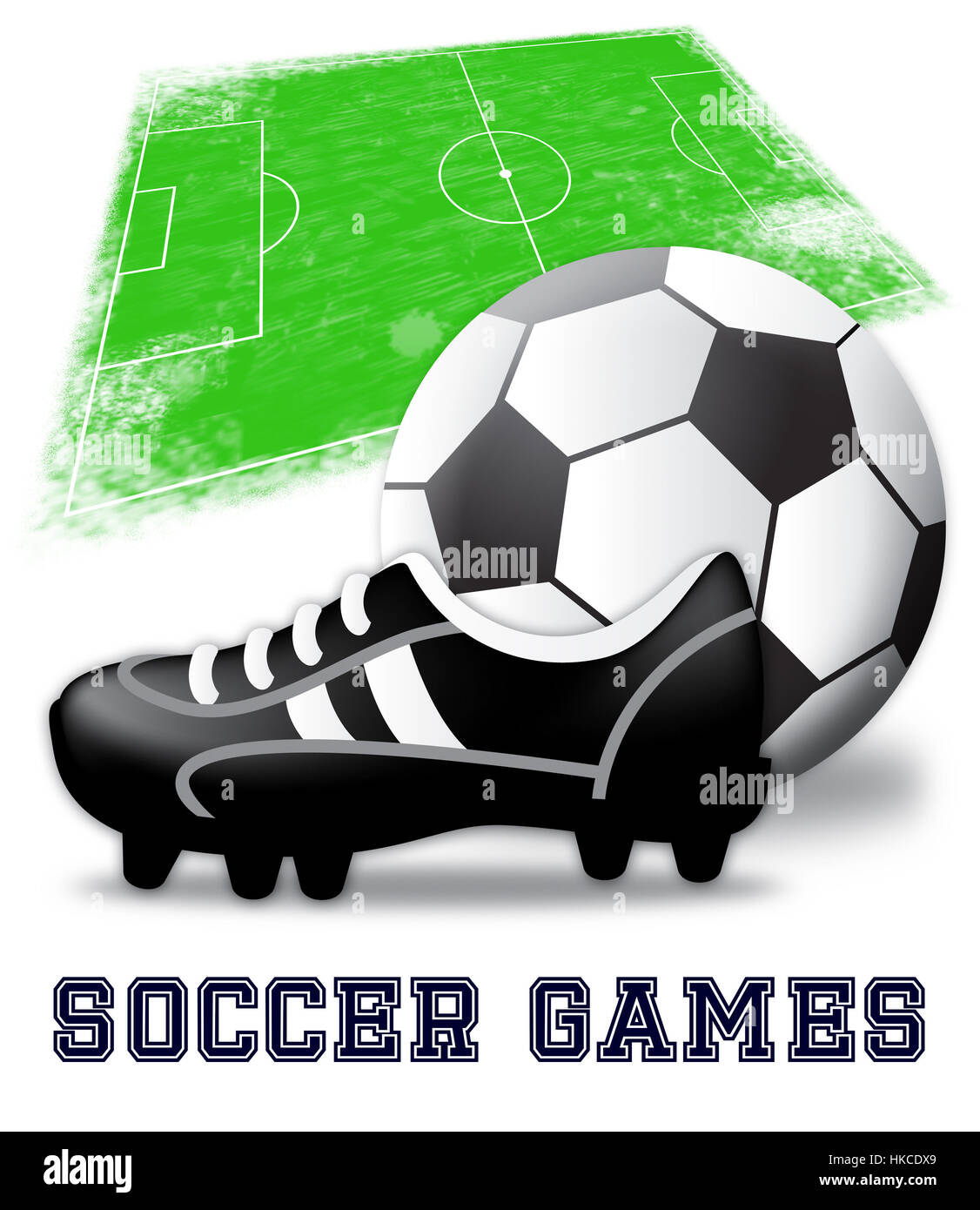 Soccer Games Boots And Ball Shows Football Game 3d Illustration Stock ...