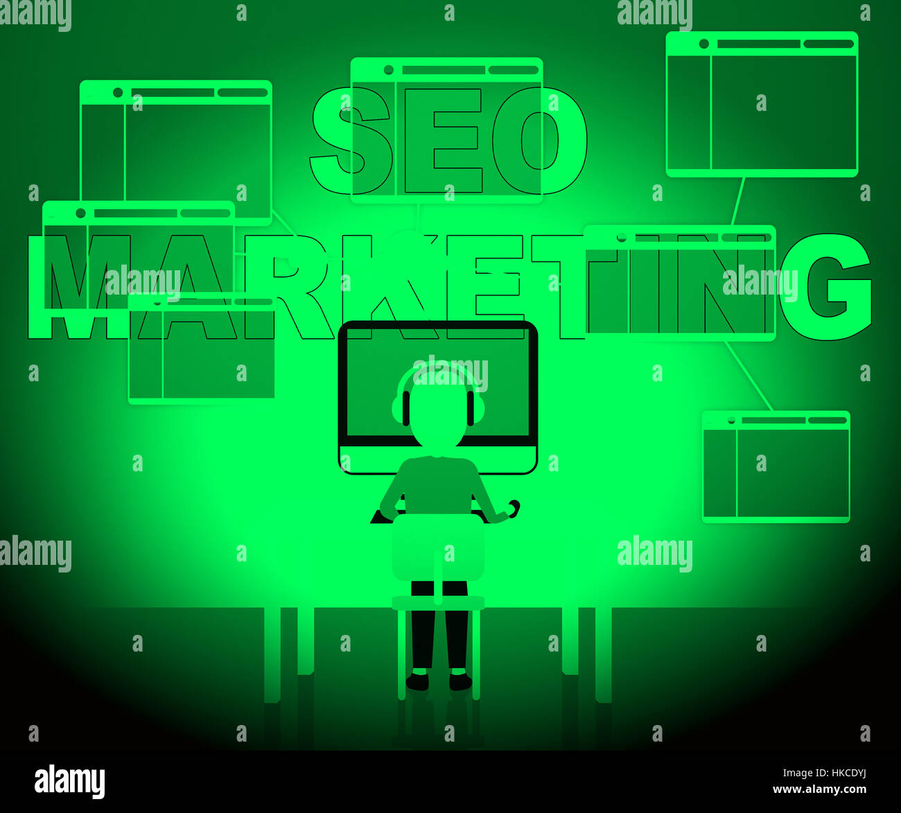 Seo Marketing Character Showing Search Engines 3d Illustration Stock ...