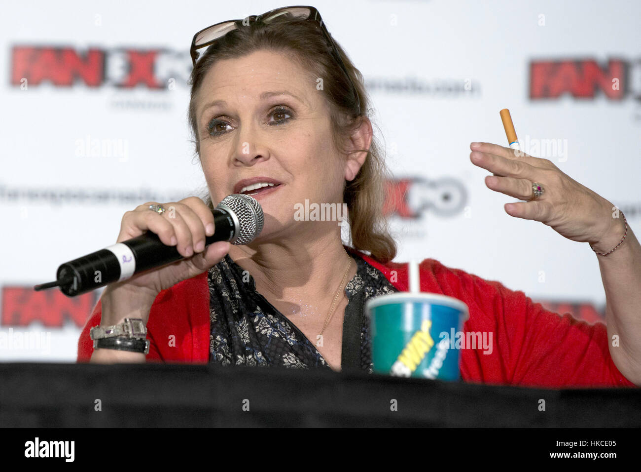 Carrie Fisher addressing the 2013 Fan Expo Canada at the Metro Toronto ...