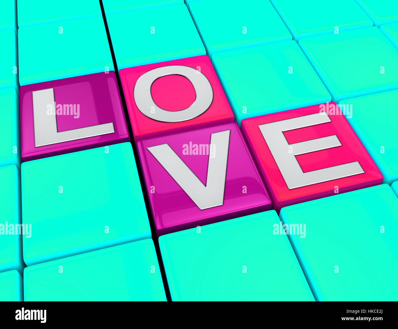 Love Blocks Showing Valentine Romance 3d Illustration Stock Photo - Alamy