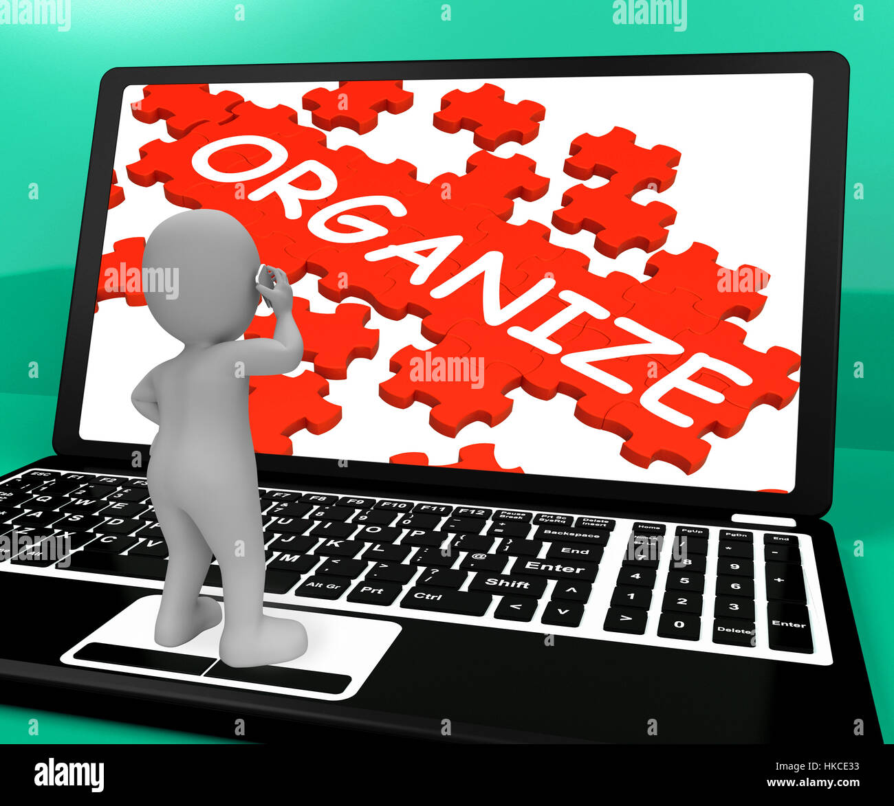 Organize Puzzle On Notebook Shows Files Management 3d Rendering Stock ...