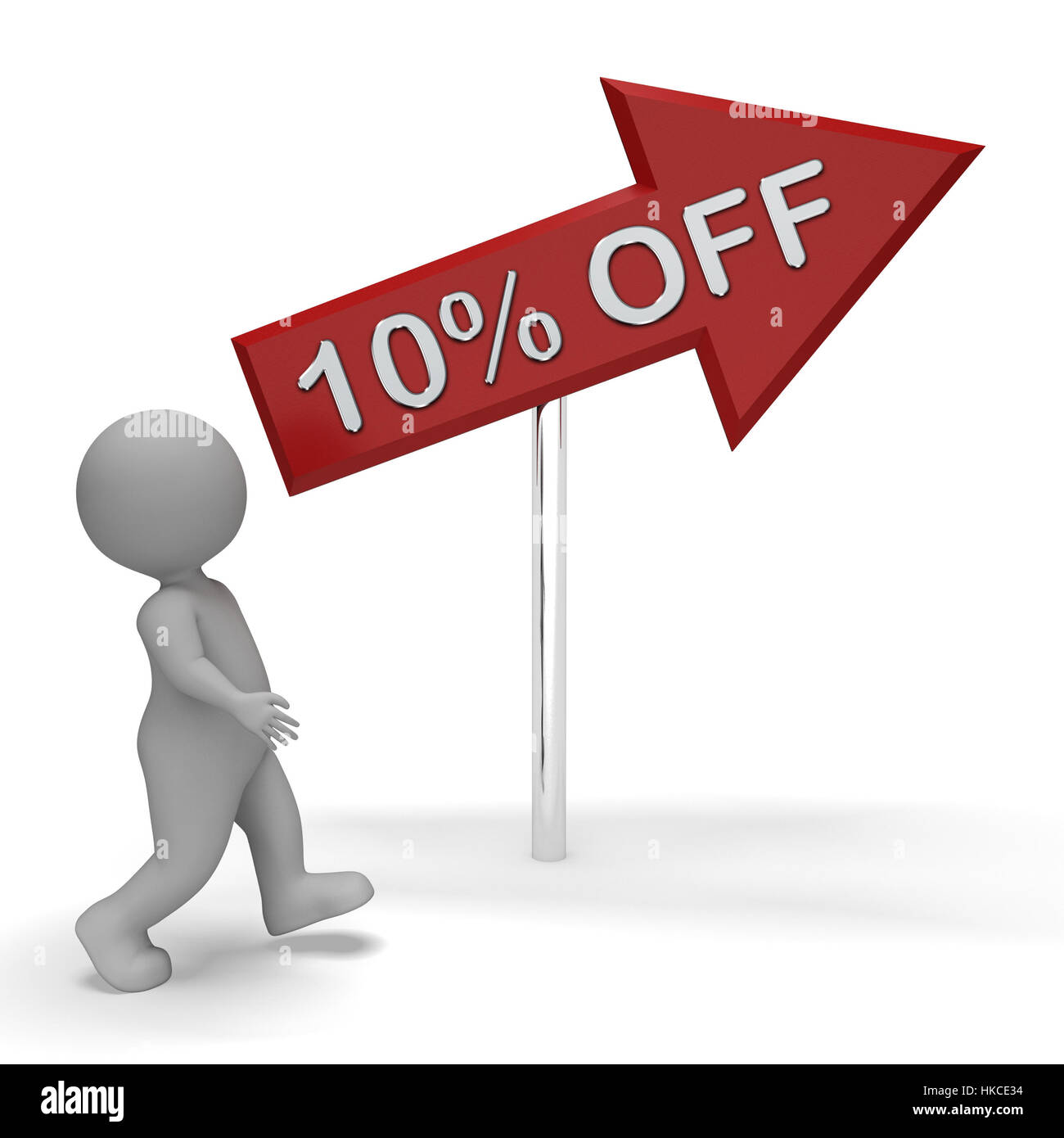 Ten Percent Off Arrow Sign Means Reductions 3d Rendering Stock Photo ...