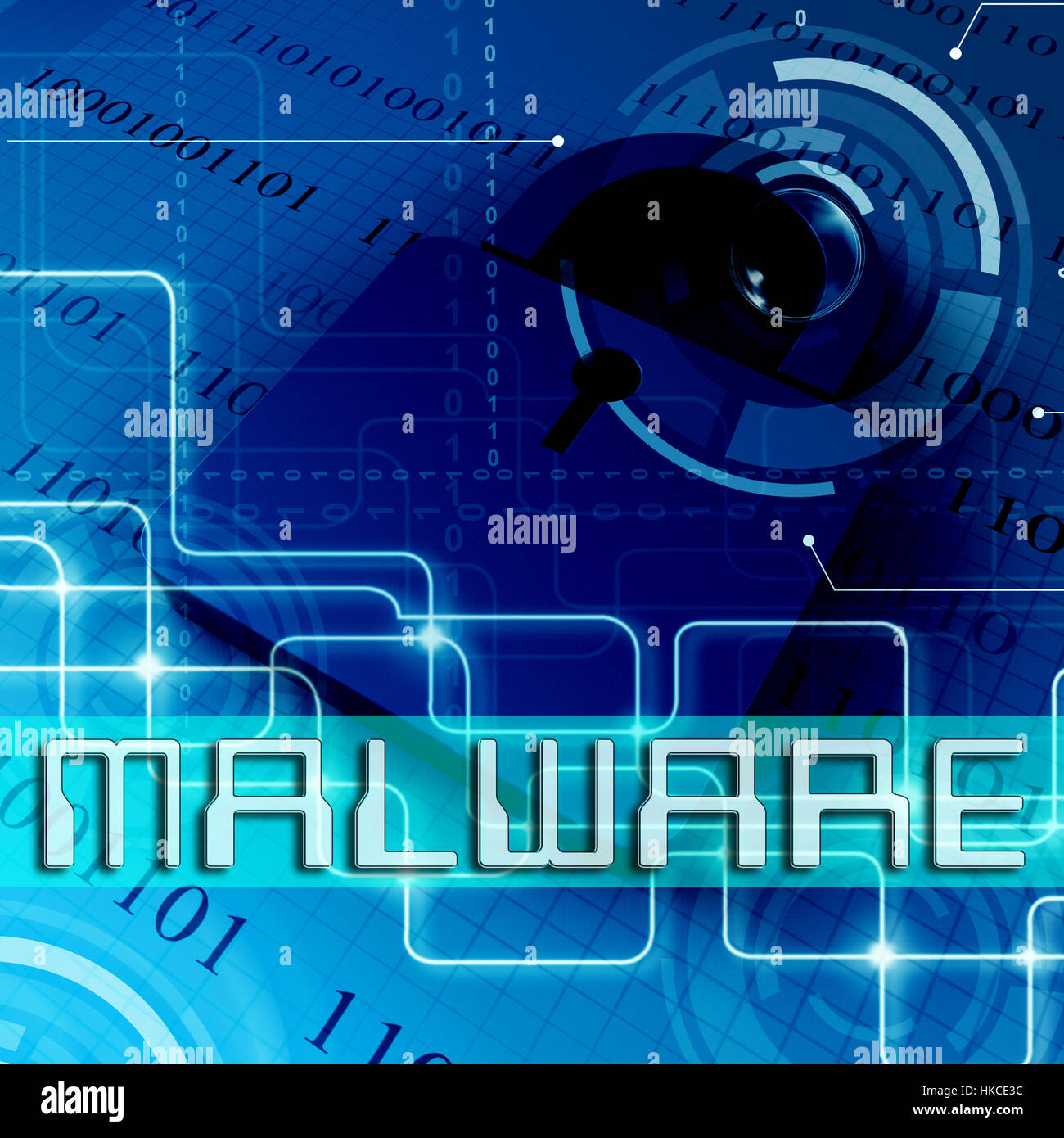 Malware Data Padlock Shows Spyware Infection 3d Rendering Stock Photo ...